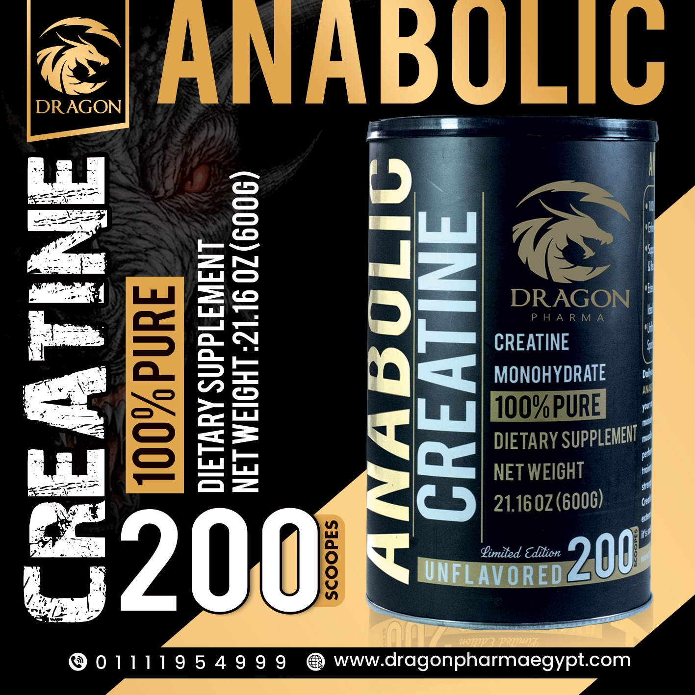 Buy online ANABOLIC Creatine Monohydrate 600 gm 100% pure with best ...